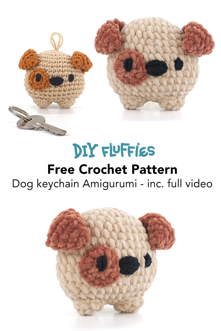 Free Cute Dog Amigurumi keychain crochet pattern - DIY Fluffies