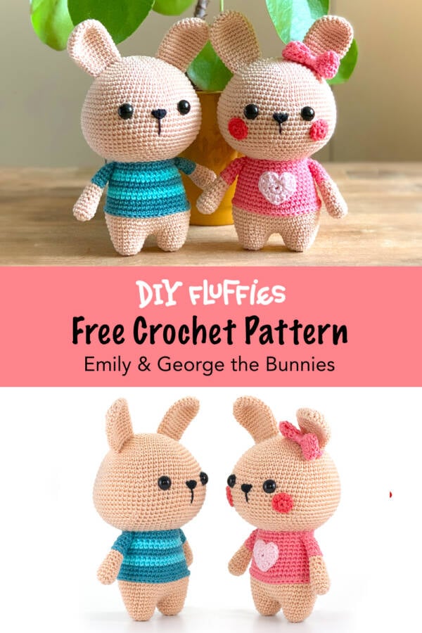 Free bunnies crochet pattern - DIY Fluffies Amigurumi animals