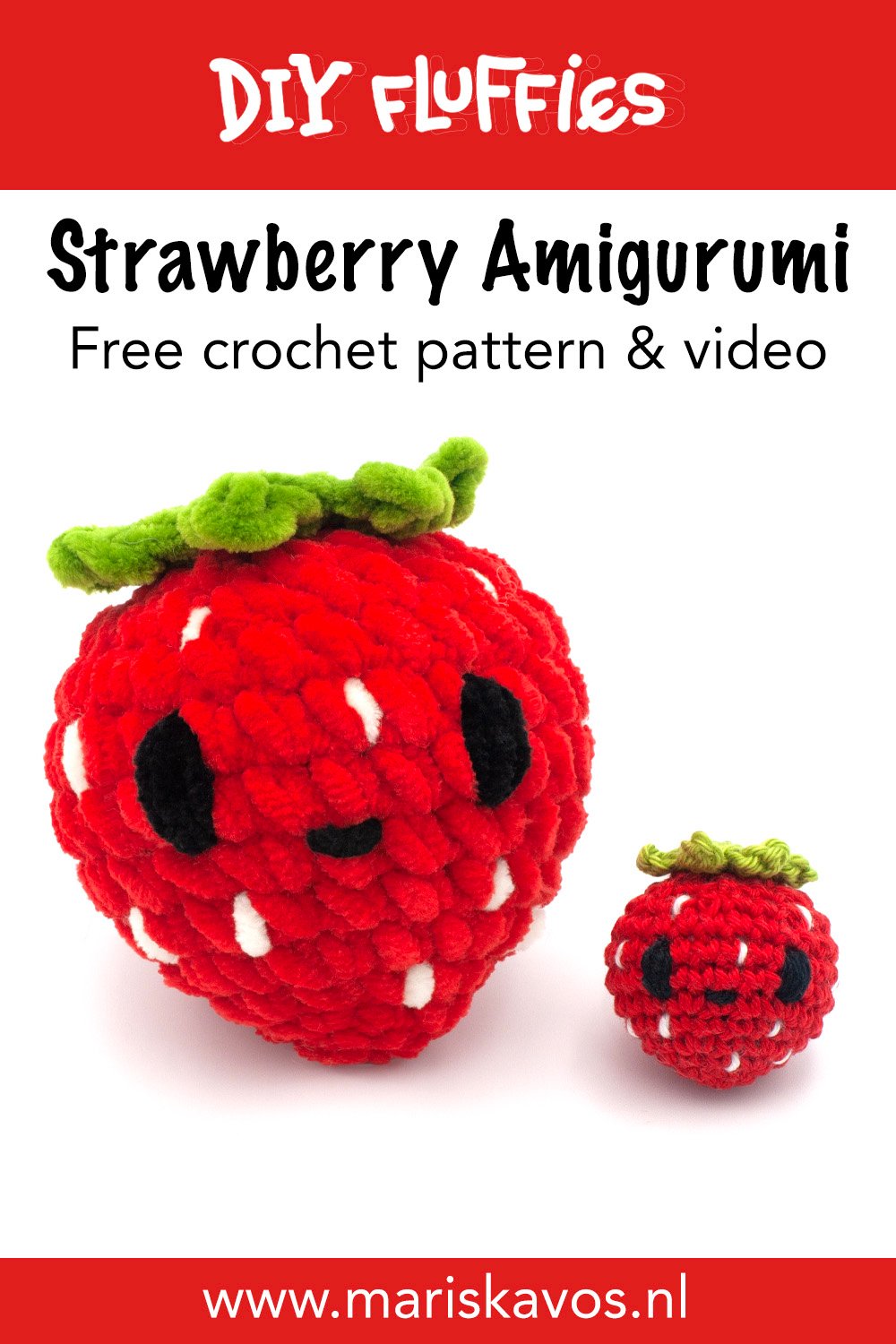Free Strawberry Crochet Pattern - Amigurumi keychain - DIY Fluffies