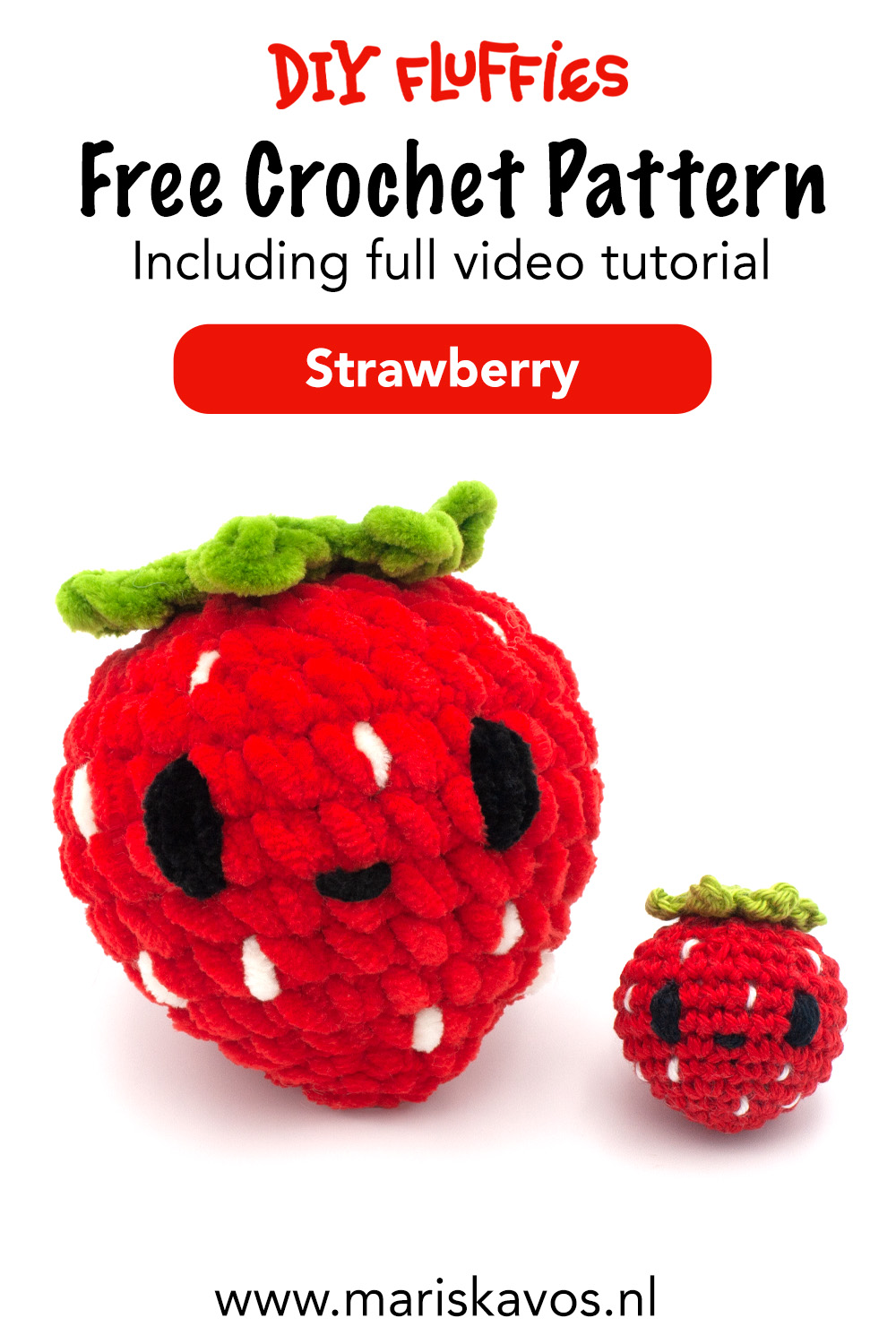 Free Strawberry Crochet Pattern - Amigurumi keychain - DIY Fluffies